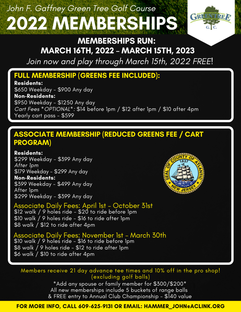 Memberships - John F Gaffney Green Tree Golf Course