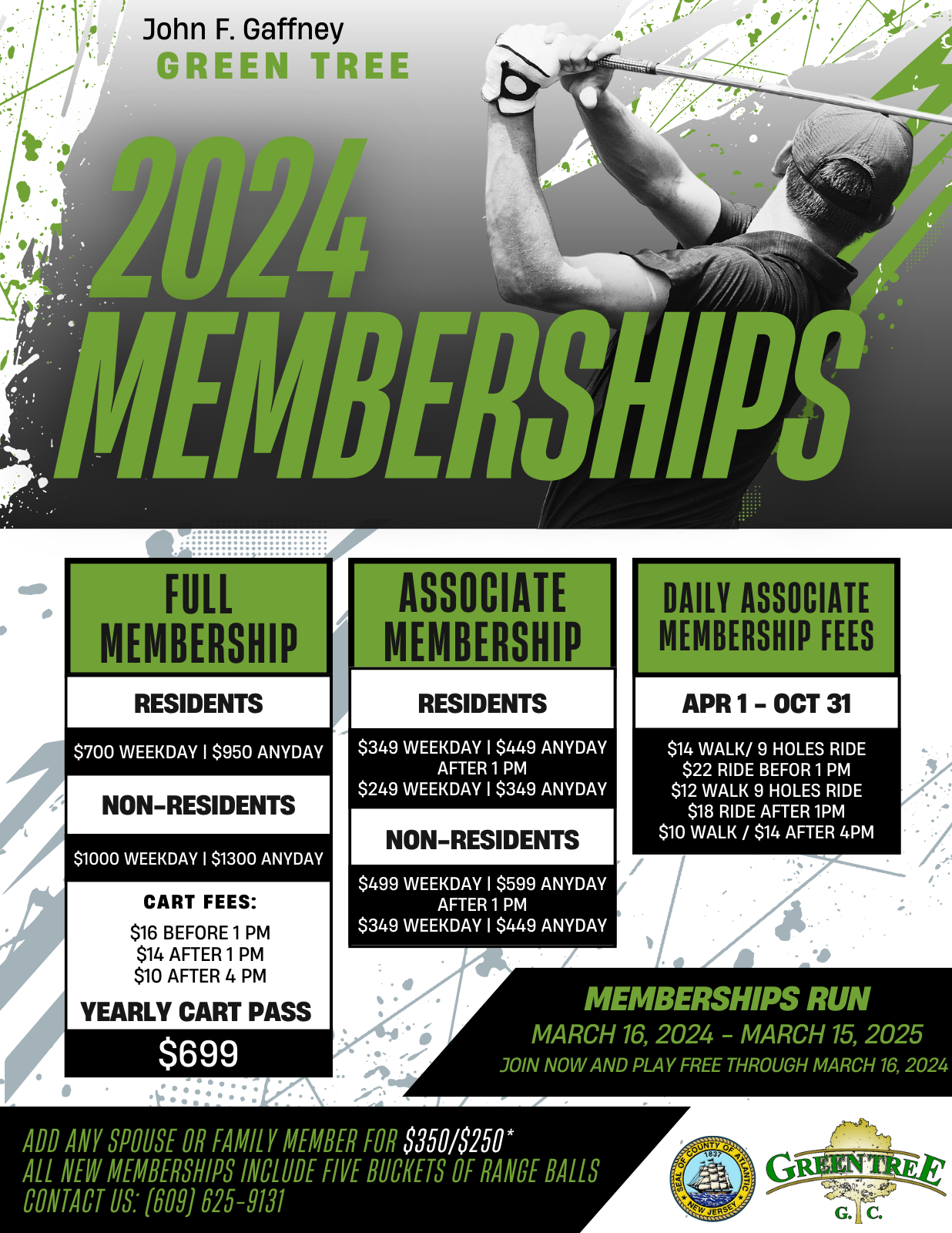 Memberships - John F Gaffney Green Tree Golf Course